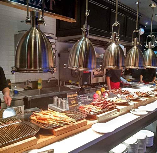 Commercial Food Warmer Stainless Steel Buffet Heat Lamp, Cafeteria Heating Lights Height Adjustable, 360mm