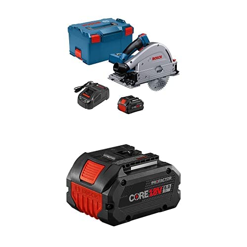 Bosch PROFACTOR GKT18V-20GCL14 18V Cordless 5-1/2 In. Track Saw Kit and Plunge Action, Includes (1) CORE18V 8.0 Ah Performance Battery + Bosch GBA18V80 CORE18V 8.0 Ah Performance Battery