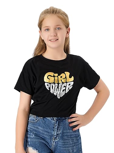 Black Girl Power Crop Top for Little & Big Girls - Cool Summer T-Shirt Clothes Tween Size 7/8