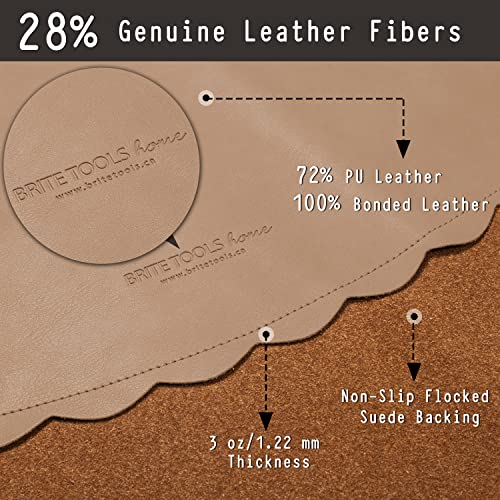 Brite Tools Premium Leather Splat Mat Under High Chair 52β Anti-Slip Bonded Suede Backing Wipeable Waterproof Stain Spill Resistant Floor Cover Portable Baby Drop Table Cloth Blanket (Brown (Round))