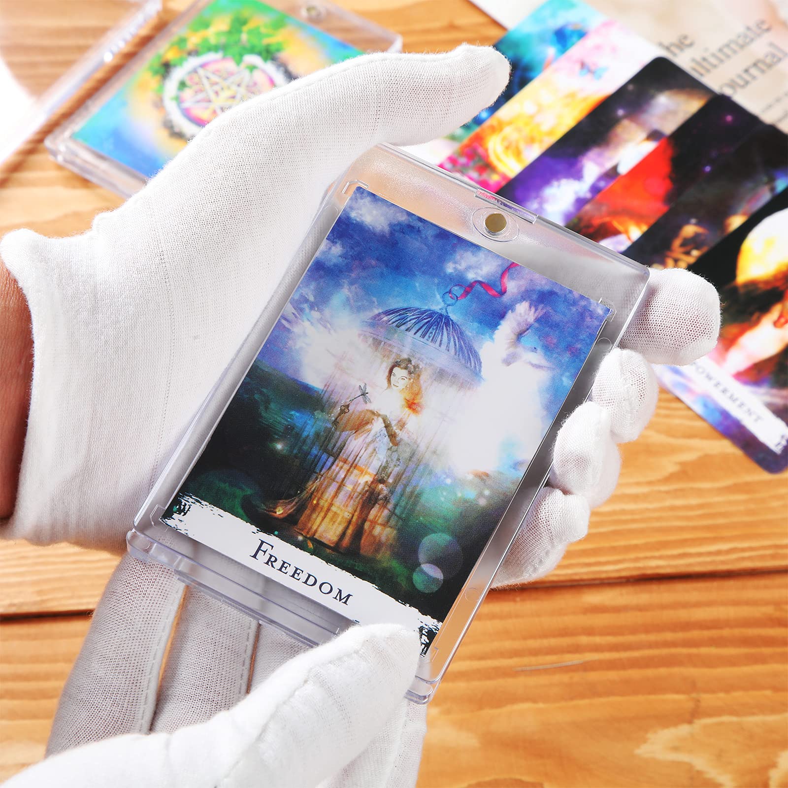 Zonon 5 Pieces Magnetic Card Holder Base Trading Card Stand Protector 35 Pt Acrylic Baseball Card Protectors Card Sleeves Protector Case for Trade Card Holder Baseball Card Storage and Display