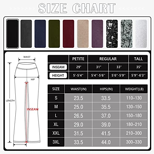 Houmous S-XXXL 29''31''33''35'' Inseam Women's Cotton Bootcut PantsĀ Inner Pocket(Regular-31 Inseam-Black, Small)