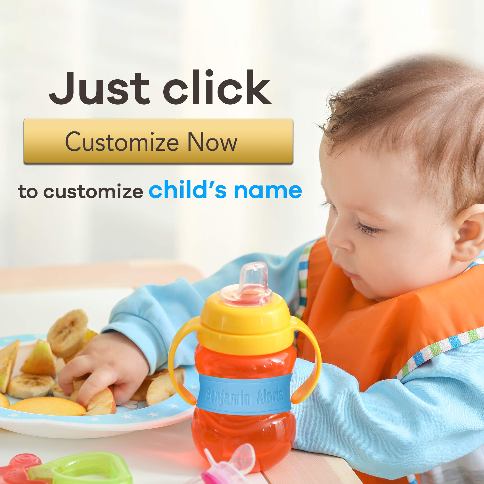Custom Baby Bottle Labels for Daycare Blue Pink or Orange 4 Pack Sippy Cup Labels Personalized Bands