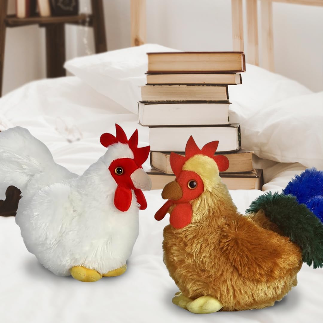 Aurora Mini Flopsie Bundles Bundle of 2 6 Floppy Beanbag Chicken & Rooster Stuffed Animals - New Chicken & Cocky Rooster, Multicolor