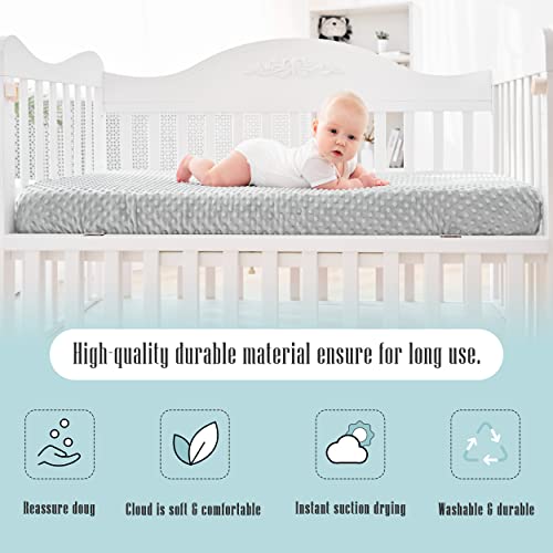 Cute Castle Fitted Crib Sheet for Standard Crib Mattress - Ultra Soft Bean Dot Plush Cozy Neutral Toddler Sheets for Boys and Girls - Machine Washable (52βX 28βX 8β - Grey)