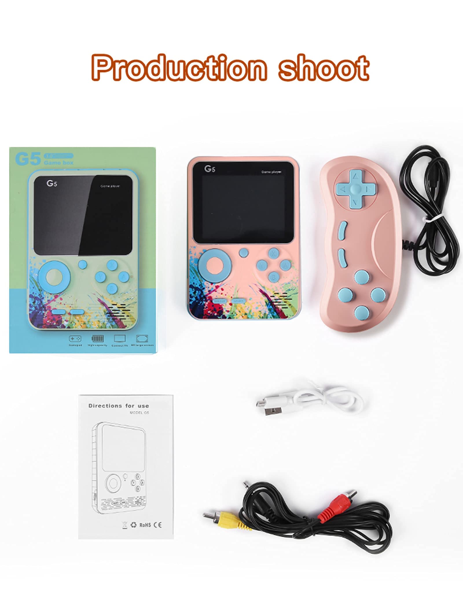 Retro Handheld Game Console AKKWEOP with 500 Classical FC Games-3.0 Inches Screen Portable Video Game Consoles Video Games Support for Connecting TV & Two Players for Kids Adults (Gray)