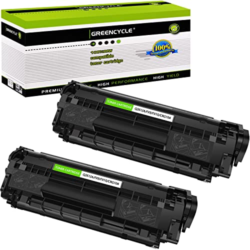 greencycle 2 Pack C104 CRG 104 CRG104 FX9 FX10 Black Toner Cartridge Replacement Compatible for Canon FAXPHONE L90 L120 imageCLASS D420 D480 Printer