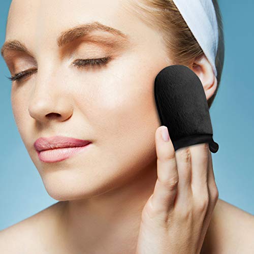 Self Tanning Mitt Tan Mitt Tanning Mitt Applicator with Thumb and Face Applicator Mitt Washable Reusable Sunless Tanner Mitt Tools Set for Mousse, Lotion, Spray and Oil(Black)
