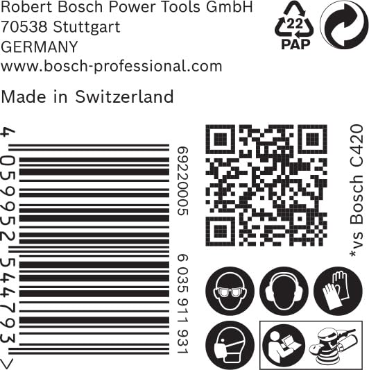 Bosch Professional 50x Expert C470 Sandpaper (Ø 150 mm, Grit 180, Accessories Orbital Sander)