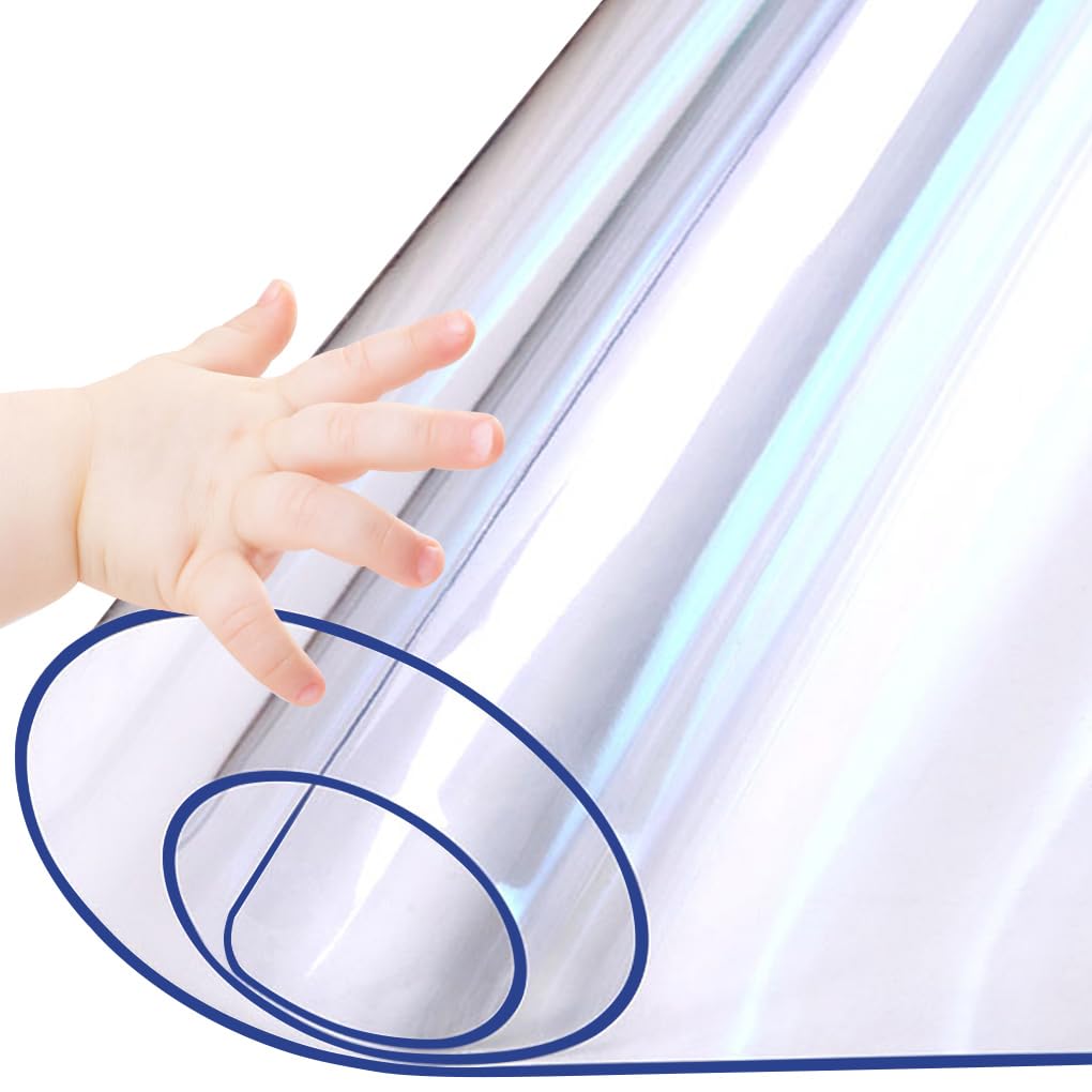 32X48 Inch Crystal Clear Table Protector PVC Vinyl Tablecloths Furniture Kitchen Dining Tabletop Coffee End Side Table Cover Wipeable Clear Plastic Tablecloth Thick Protective Desk Pad Mat Rectangle