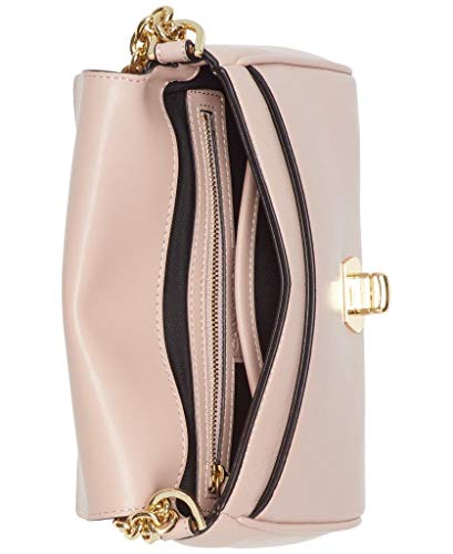 Calvin Klein Soft Lock Lamb Leather Small Convertible Crossbody Shoulder Bag, Pale Rose