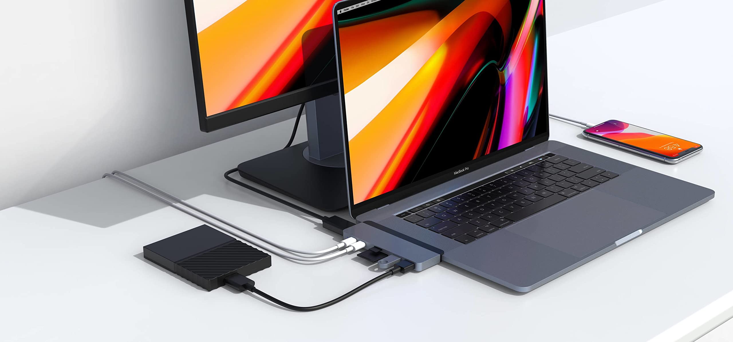 Hyper - HyperDrive Duo 7-in-2 Hub - USB-C for MacBook Pro/Air - HDMI 4K60Hz HDR, USB-C 40Gbps 100W PD, USB-C 5Gbps 60W PD, MicroSD/SD 3.0 UHS-I 104MB/s, 2 x USB-A 5Gbps - Silver