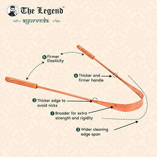 The Legend Pack of 3 Ayurveda Heavenly Copper Tongue Cleaner or Scraper | Metal Tongue Scraper and Handmade (Pack of 3 Thick Handle)