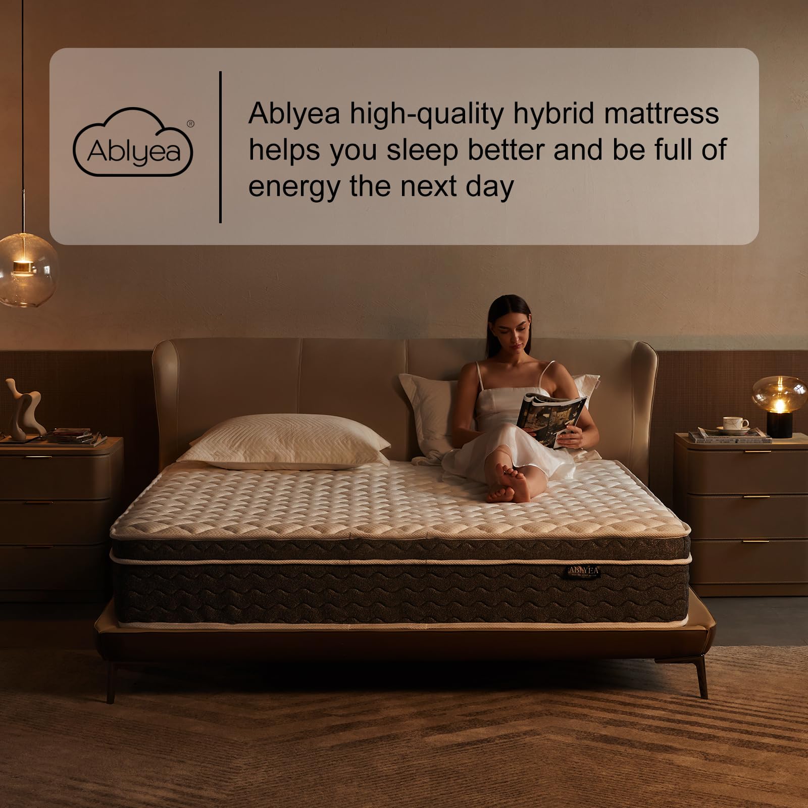 Ablyea King Mattress 14 Inch Hybrid Mattress in a Box with Gel Memory Foam, Individually Wrapped Pocket Coils Innerspring, CertiPUR-US Certified, Pressure Relief & Support, Medium Firm