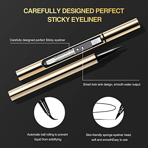 MAgic Magnetic Eyelashes and Eyeliner Kit 3D 5D Natural Look False Lashes No Glue Needed NO Magnetic Need NO Add Weight 7 Pairs Eyelash Kityeliner Pen (Blue)