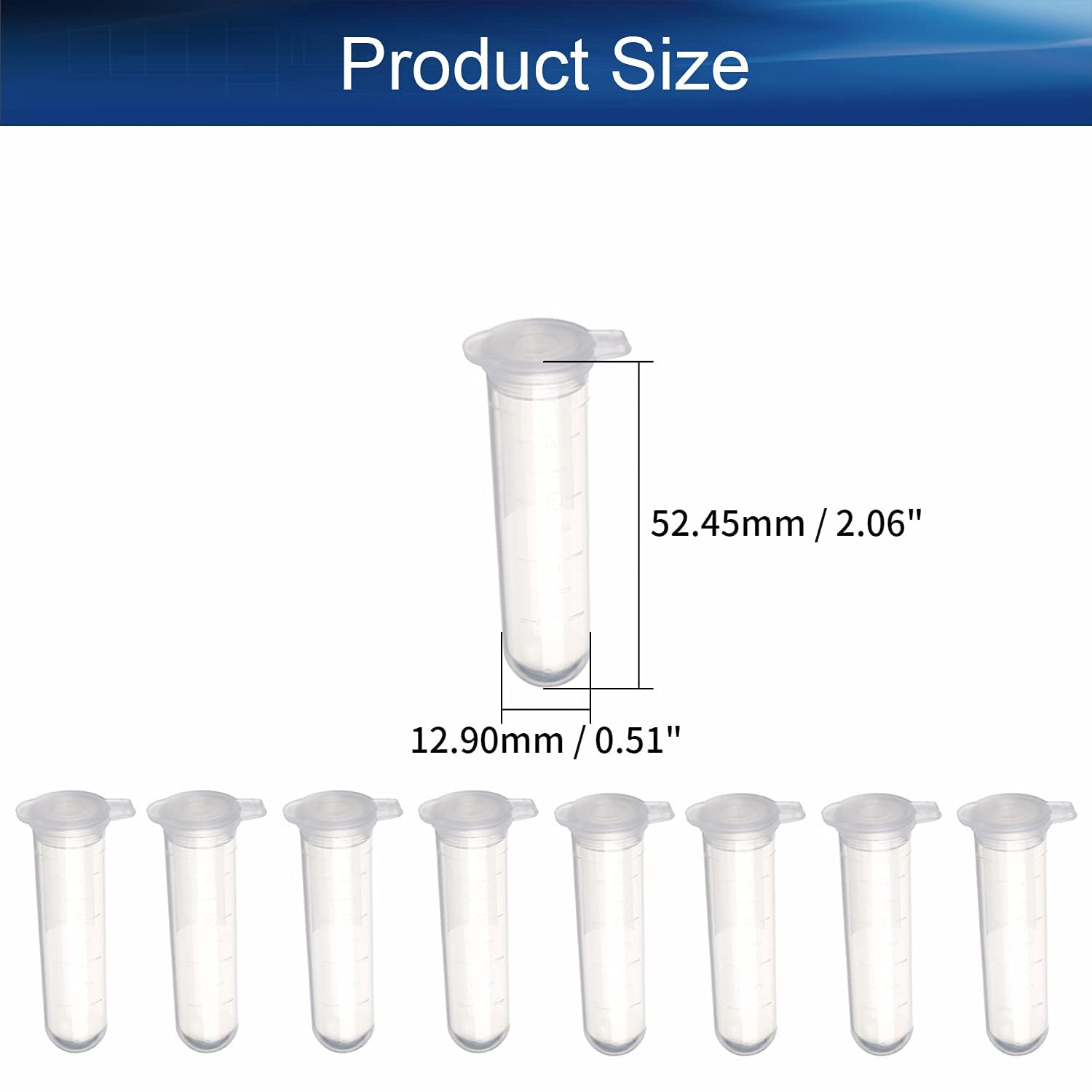 zoomto 5ml Microcentrifuge Tubes 300PCS,Centrifuge Tubes with Attached Lid,Clear Round Micro Centrifuge Small Sample Bottle Vials Container for Lab,Plastic Lab Snap Tubes,Clear Graduation,Bag Pack