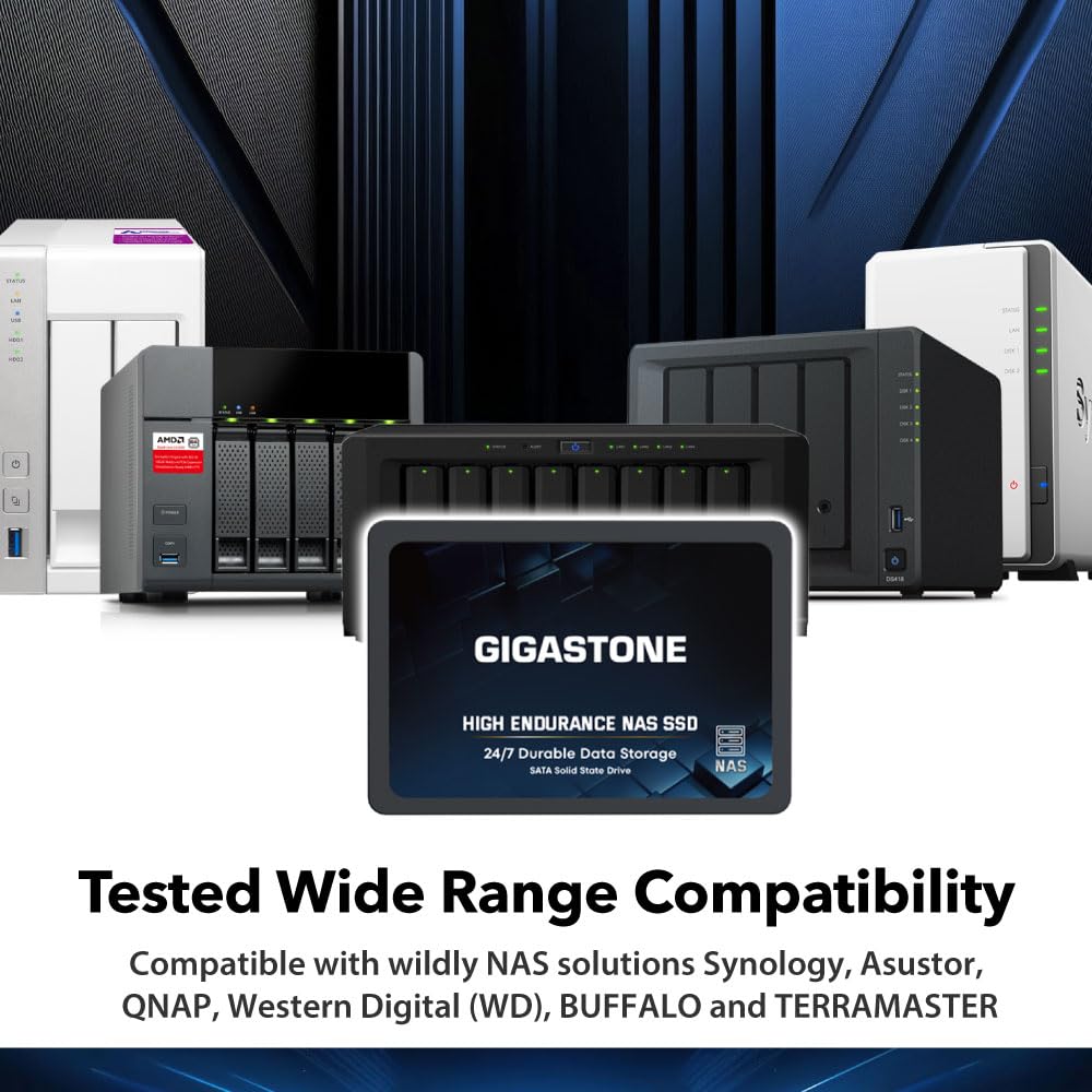 Gigastone 1TB NAS SSD Drive 24/7 Durable TLC High Endurance RAID Data Storage Network Attached Storage 2.5" SATA Internal Solid State Hard Drives