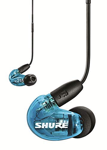 Shure SE215 Wired Sound Isolating Earbuds, Clear Sound, Single Driver, Secure in-Ear Fit, Detachable Cable, Durable Quality, Compatible with Apple & Android Devices - Blue