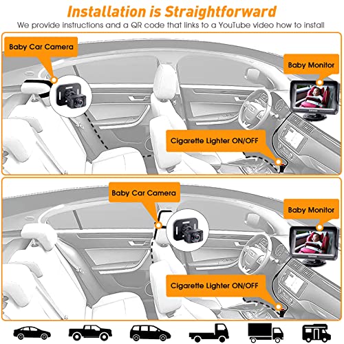 DoHonest Baby Car Camera HD 1080P with Display - Infant Safety Seat Baby Car Mirror for Rear Facing 5 Mins Easy Installation Night Vision V33