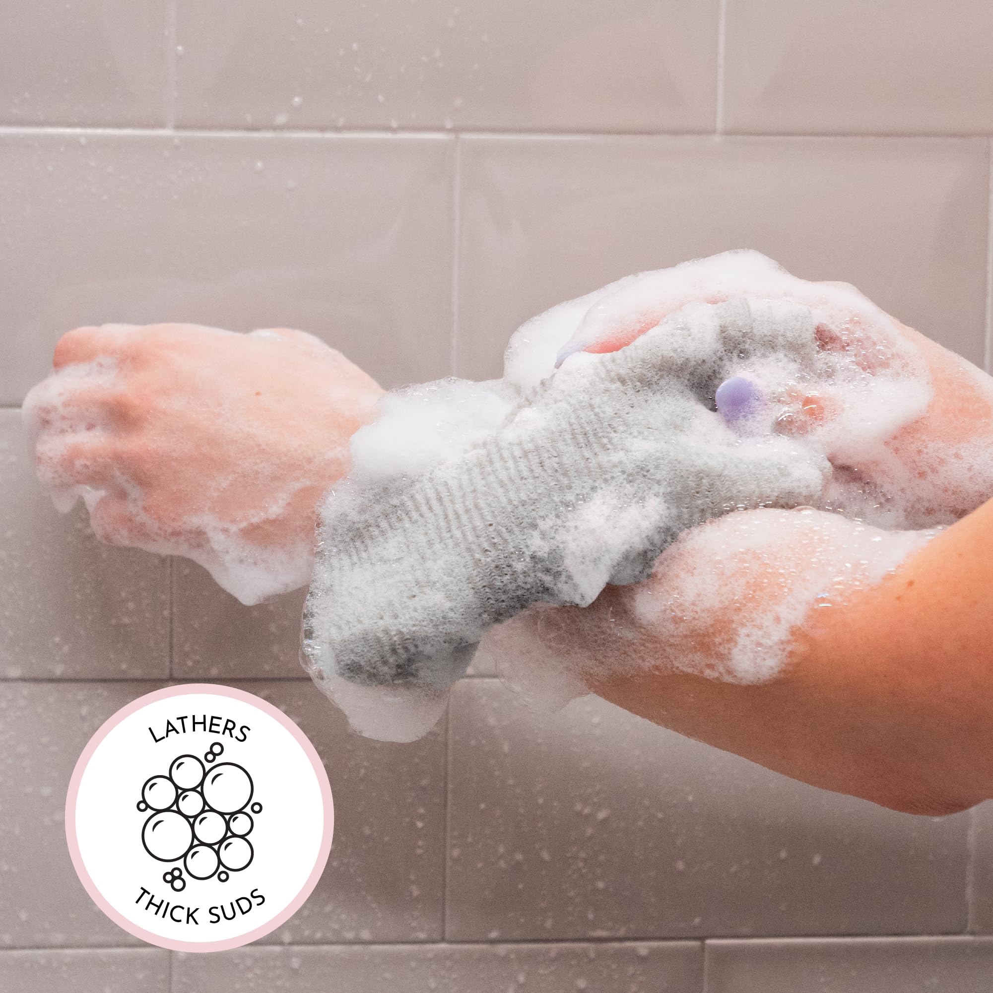S&T INC. Back Scrubber for Shower, Exfoliating Body Scrubber or Bath Exfoliating Towel for Skin Care, 11.8 Inches x 35.4 Inches, Grey, 3 Pack