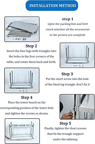 Commercial Kitchen Work Catering Table for Hotel, Kitchen Worktable Stainless Steel Table Heavy Duty Table Commercial Work Table with Undershelf and Adjustable Feet for Restaurant Rack (Size : 100x50