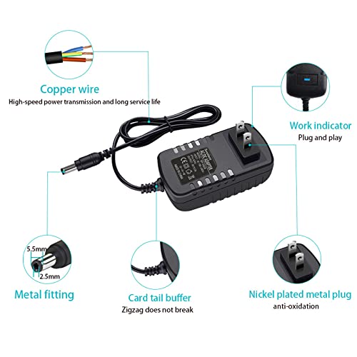 Snsnlent 9 Volt 2A Power Adapter Supply 9V 2A 18 Watt LED Power Supply Transformer 2.5 X 5.5mm Plug Wall Adapter(Polarity: Inner + and Outer -)