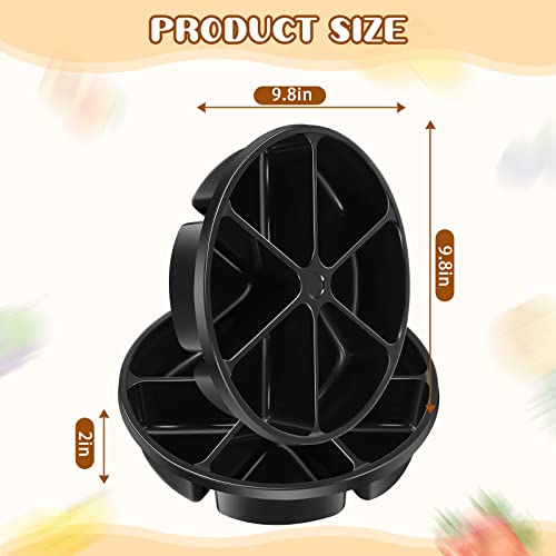 Baderke 10 Pack 10 Inches Round Plastic Serving Tray 6 Sectional Plastic Appetizer Tray with Lid Clear Food Platters Round Platter Container Veggie Fruit Organizer for Party and Buffet (Black)