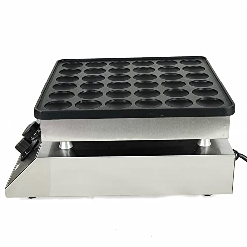 Commercial Pancake Maker, Mini Dutch Dorayaki Pancake Baker Waffle Maker Electric Muffin Making Machine 36 Holes Double Switch Non-stick Surface thermosta for Bakery Home and Kitchen (13.58*15.94*7.28inch)