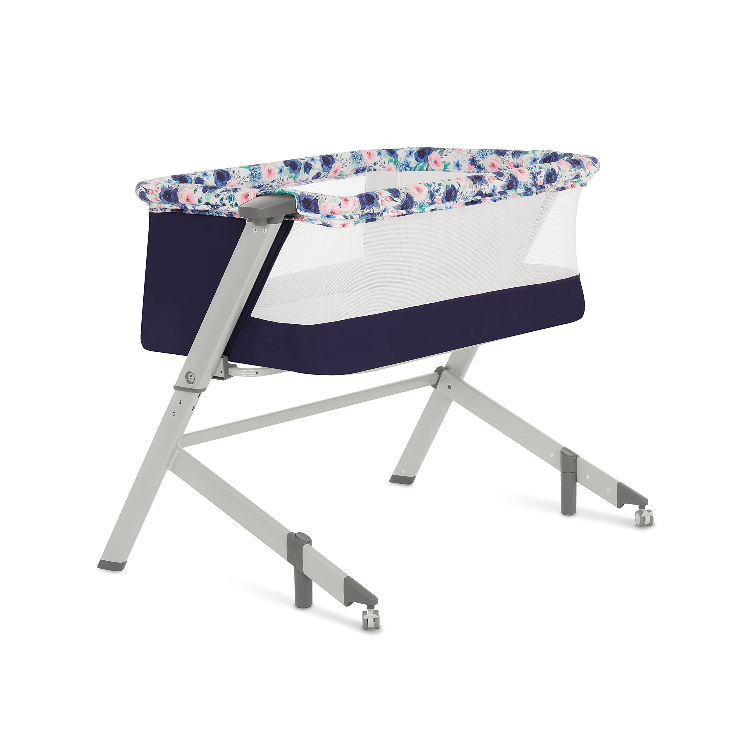 Dream On Me Flora Baby Bassinet in Floral Bloom, Lightweight and Portable Travel Bassinet with Carry Bag, Five Adjustable Height Position, Mattress Pad Included