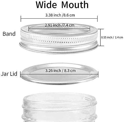 60Pcs Wide Mouth Mason Jar Canning Rings, Replacement Rings or Tops Durable & Rustproof Tinplate Metal Bands/Rings for Mason Jar (Silver/87 MM)