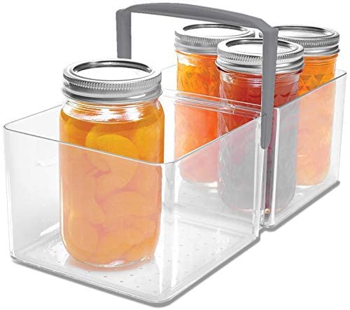 madesmart Fridge Portable Tote/Condiment Caddy, 12.19 x 5.69 x 4.38 in (30.96 x 14.45 x 11.11 cm), Light Grey