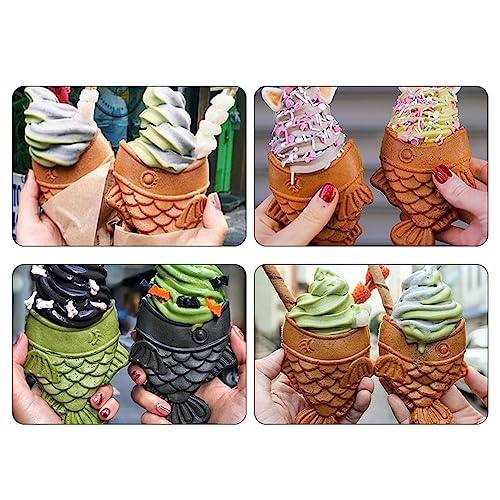 Commercial open mouth fish waffle maker taiyaki machine ice cream waffle cone machine with CE (voltage 110v)