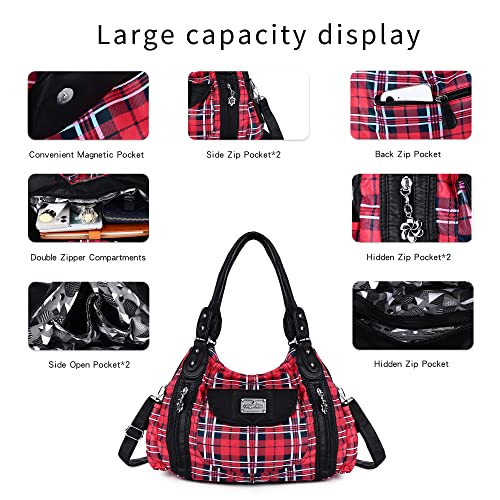 Angel Kiss Women Handbags Shoulder Bags Washed Leather Satchel Tote Bag Mutipocket Hobo Purse