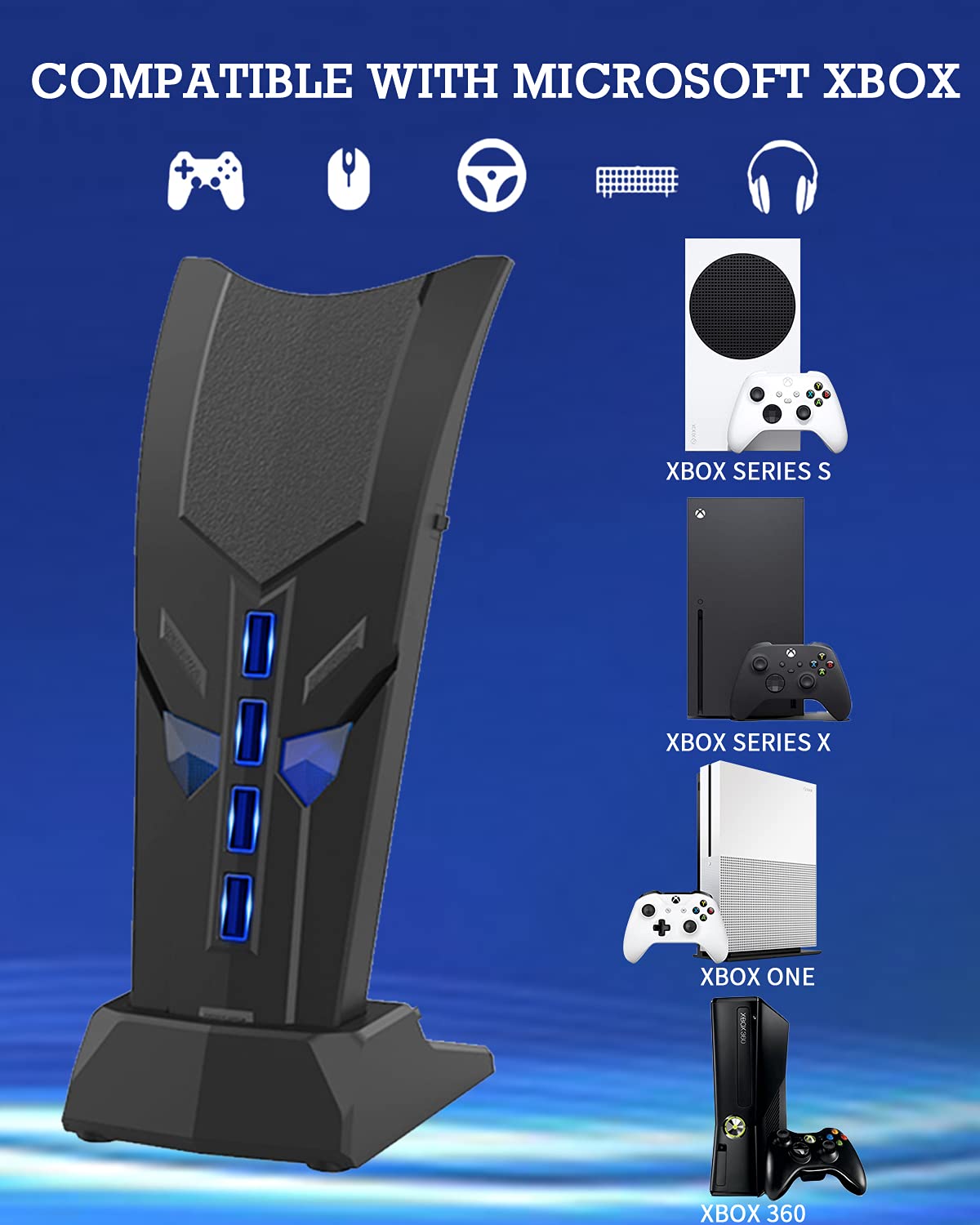 4-Port USB Hub for PS5, High-Speed USB Splitter USB 2.0 Hub USB Expander Adapter Extension for PS5/PS4/PS3, Xbox One/360, Xbox Series, Switch, PC, Tablet, Mac, Mouse, Keyboard with USB Station