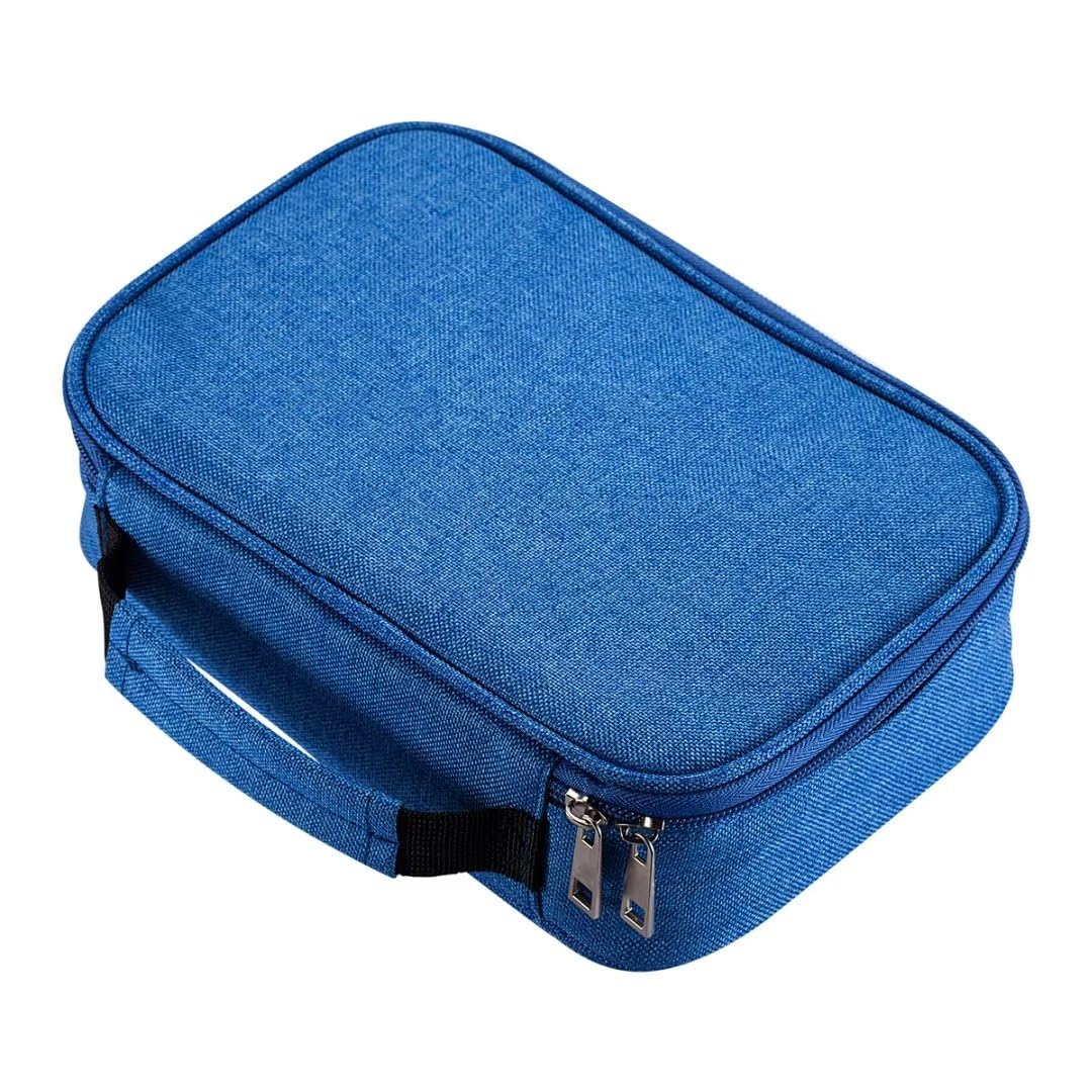 AMGOMH Pencil Case, 72 Slots Multi-Functional Large Capacity Pens Case Pencil Pouch Wrap Coloring Pencil Holder Organizer Stationary Bag with Interior Zippered Pocket for Small Accessories, Blue,