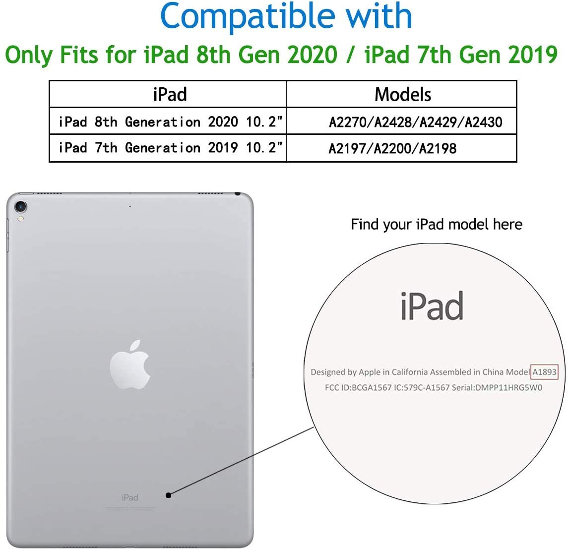 Mastten Case Compatible with iPad 9th/8th/7th Generation Case, iPad 10.2 Inch Case with Pencil Holder, TPU Smart Stand Back Case Cover for iPad Case 2021/2020/2019, Auto Wake/Sleep, Gray