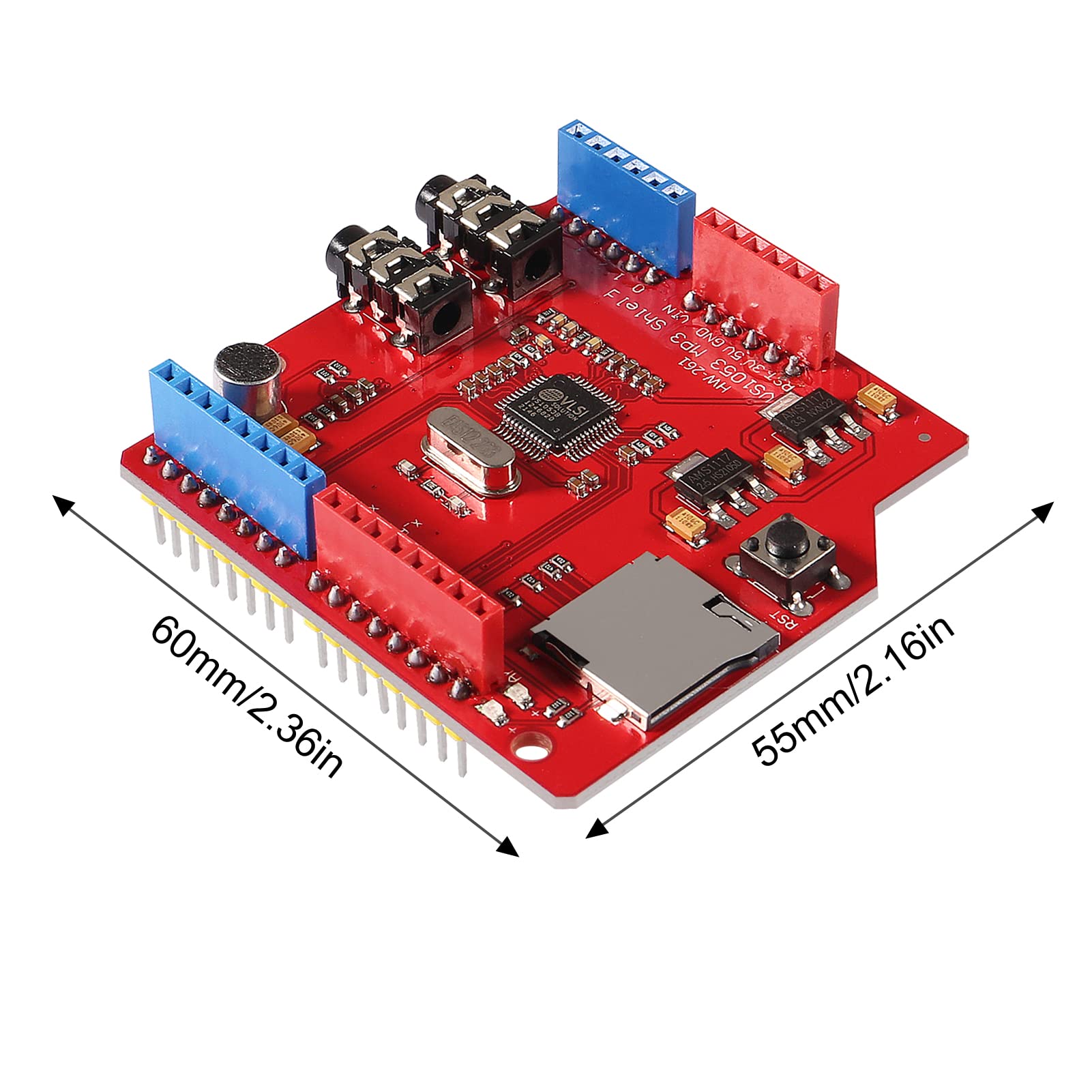 AITRIP 2PCS VS1053 VS1053B Stereo Audio MP3 Player Shield Record Decode Development Board Module with TF Card Slot for Arduino UNO R3 One