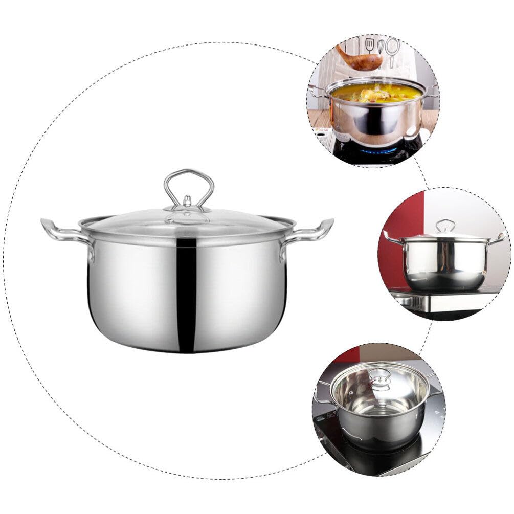 ABOOFAN Stainless Steel Stockpot with Glass Lid,Pasta Soup Pot for Cooking Simmering Soup Stew, Heavy Duty Cookware for Induction 18cm
