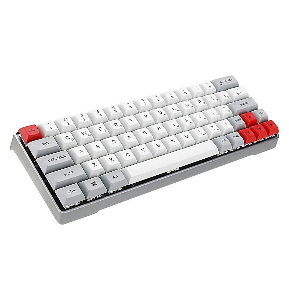 Teerwere Gaming Keyboard 64 Key Aluminum Alloy Case PBT Keycaps Hot Swappable RGB Mechanical Keyboard Brown Switch Gray Aluminum Alloy Case Mechanical Gaming Keyboard (Color : Pink, Size : One Size)