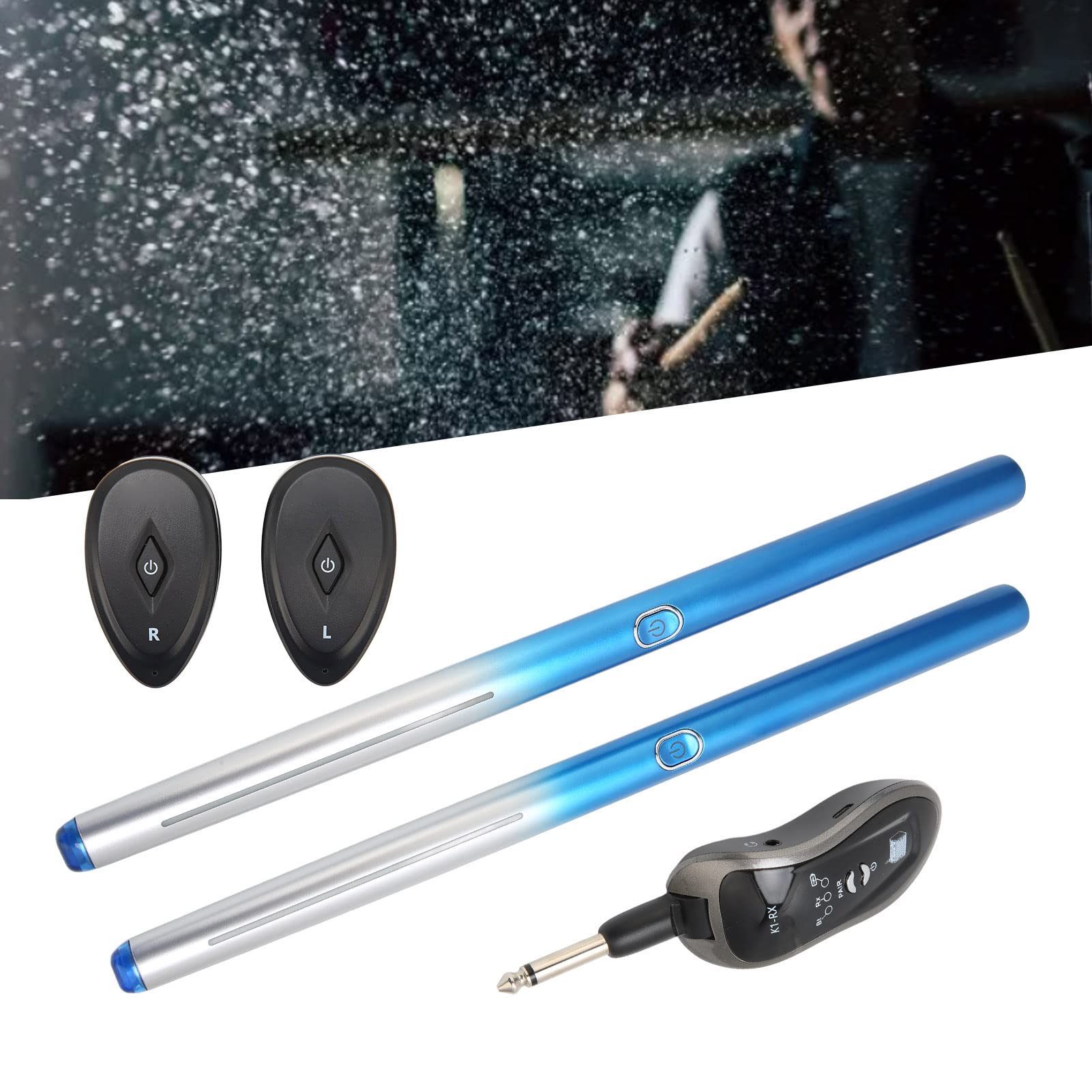 Air Electronic Drum Set, Virtual Reality Drum Stick Set with LED Lights, Bluetooth Electronic Drums with 2 Foot Sensor, Portable Drumsticks Digital Percussion Machine for Professionals and Beginners