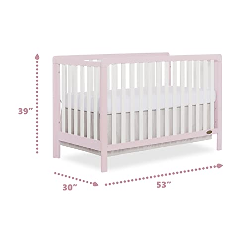 Dream On Me Ridgefield 5-in-1 Convertible Crib in Blush Pink & White, Greenguard Gold Certified