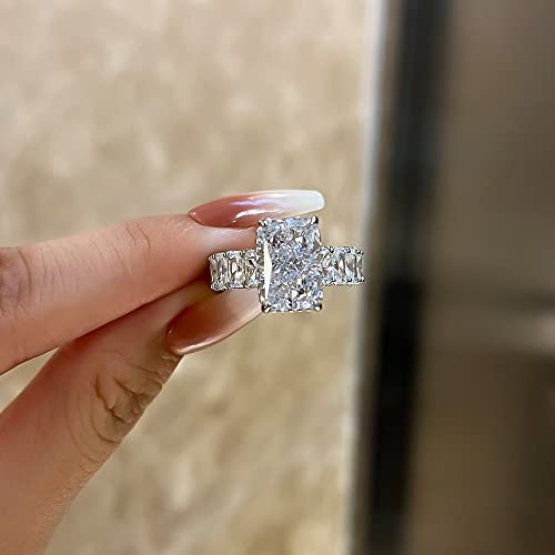 4.0 ct Radiant Cut Eternity Women's Engagement Ring, Simulated Diamond Promise Ring in 925 Sterling Silver (Size:10)