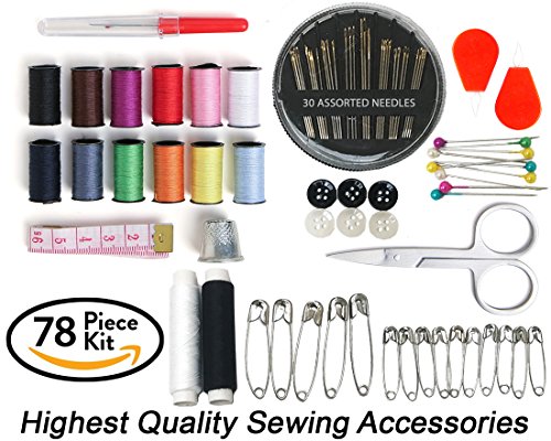 Craftlab Best Mini Sewing Kit with Sewing Survival Ebook, 78 Emergency Accessories For Home, Travel, Emergency