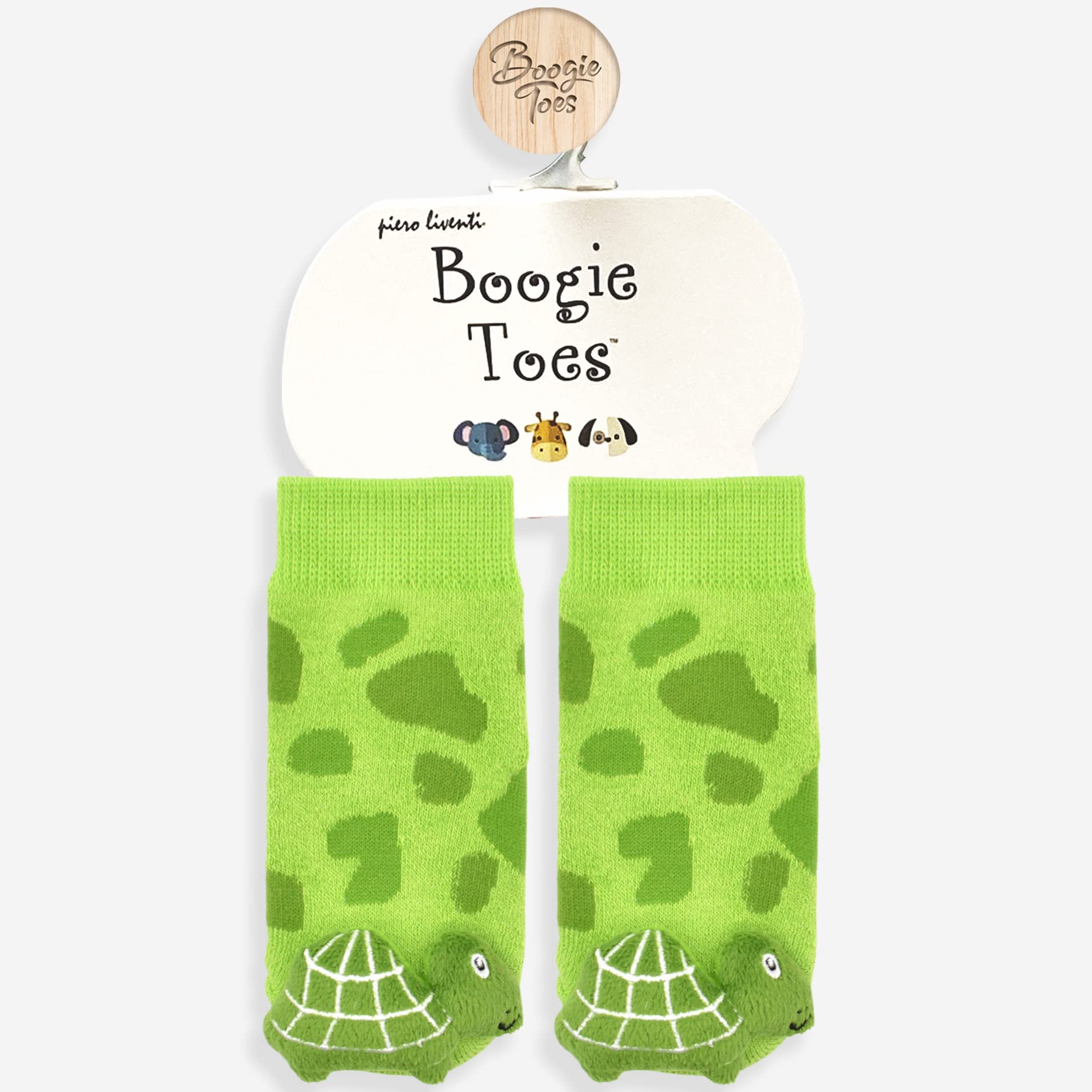 Piero Liventi Green Turtle Boogie Toes Rattle Sock, 1 Pair (1-2Y)