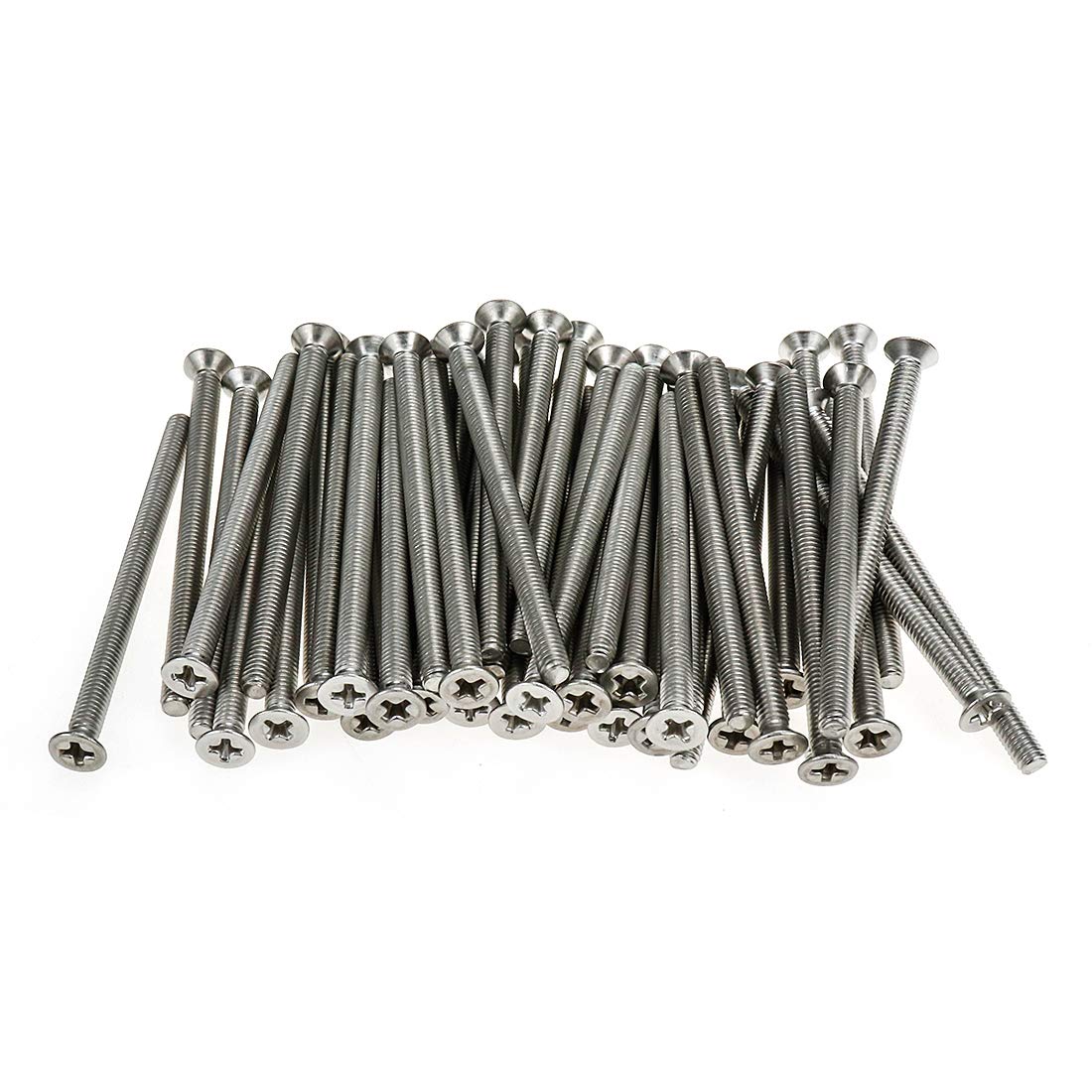 Xiaoyztan M4x60mm Phillips Countersink Head Machine Screws Stainless Steel 304 Full Thread Metric Standard Mounting Hardware Fasterning Accessories, Pack of 50