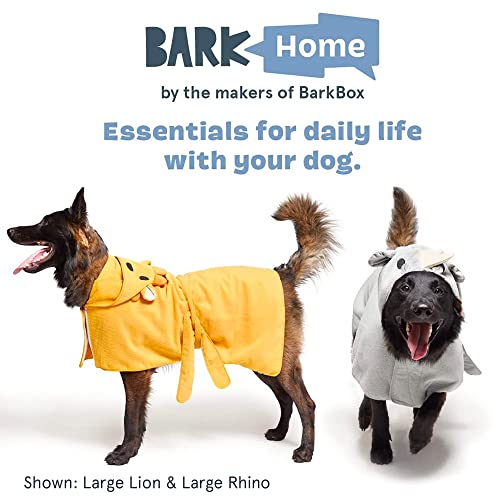 Barkbox - Premium Absorbent Hooded Dog Bathrobe Towel Bundle - Quick Drying Pet Towel for Bath & Beach Trips - Luxurious & Soft Bathrobe Towel for Dogs of All Breeds - Lion & Rhino - Small