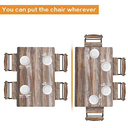 AOCOROE Rectangular Dining Table & Chair Set of 5 w/Storage Space, Dining Room Set w/ 1 Table & 4 Chairs, Table Chair Set w/MDF Tabletop & Iron Frame, for Dining Room, Bistro, Home Bar, Kitchen