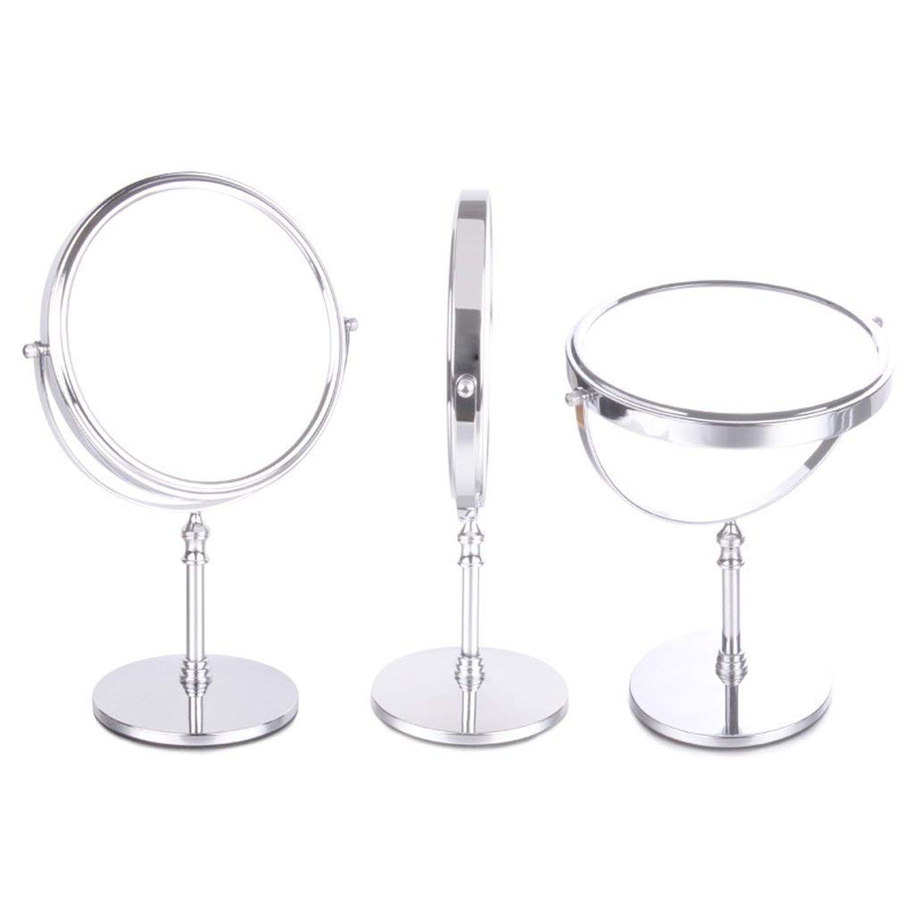 KONGZIR Bathroom Mirror Make-up Mirror Office Beauty Mirror with 3X Magnification and 360 deg; HD All-Round View; Princess Mirror Travel Portable Silver Rotation