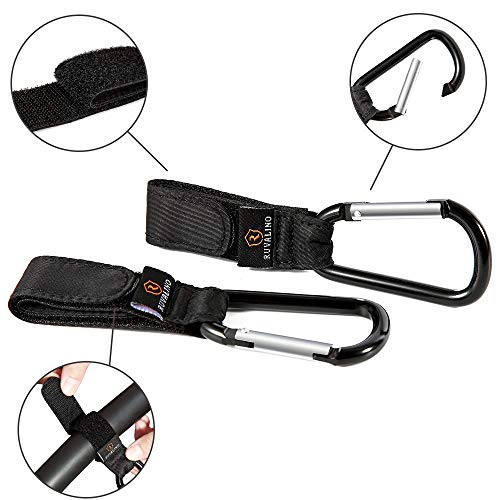 Stroller Hooks, RUVALINO Universal Multi-Purpose Stroller Clips for Your Buggy, Pushchair or Pram, Black, 2 Pack