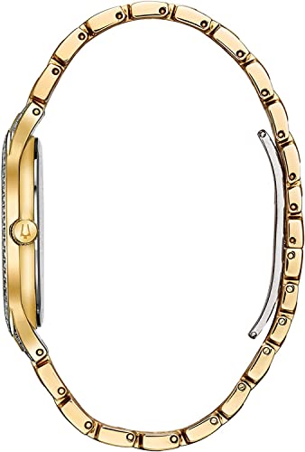 Bulova Ladies' Crystal Phantom Gold Tone Stainless Steel 2-Hand Quartz Watch, 440 Crystals and Pave Dial Style: 98L263